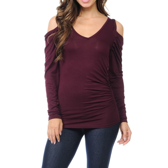 Magic Fit | Tops | Long Sleeve Fitted Side Rushed Open Shoulder Top ...
